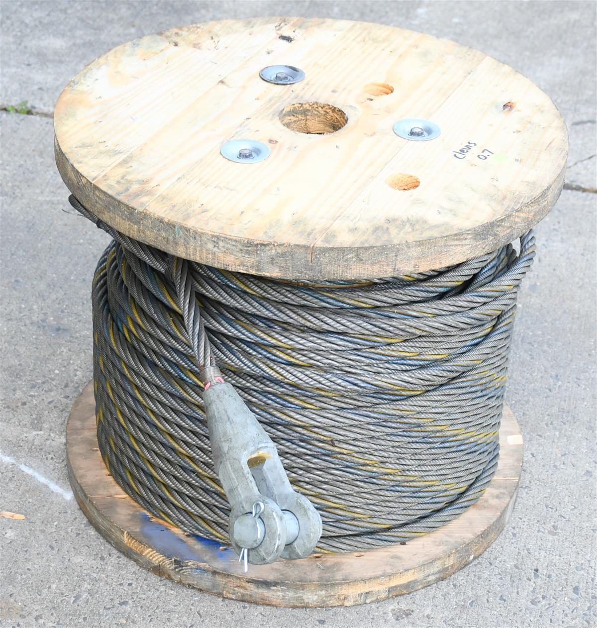 Wire Rope Winch Cable 3/4 Inch Diameter .75 Inch Spool with Thimble Clevis
